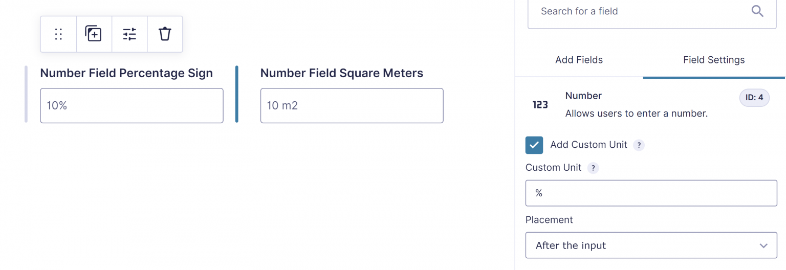 Custom Units - Advanced Number Field - Documentation - GravityWP