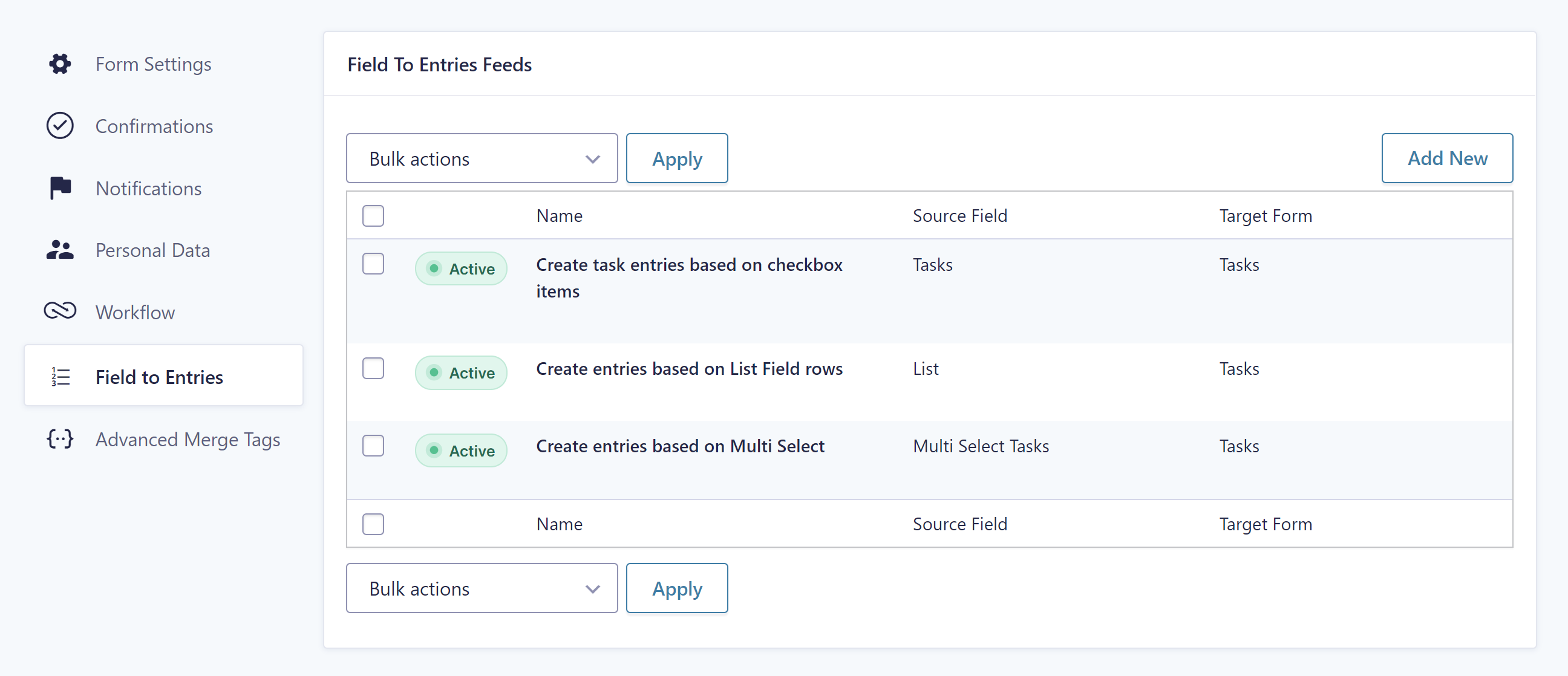 Configuring the feed - Field to Entries - Documentation - GravityWP