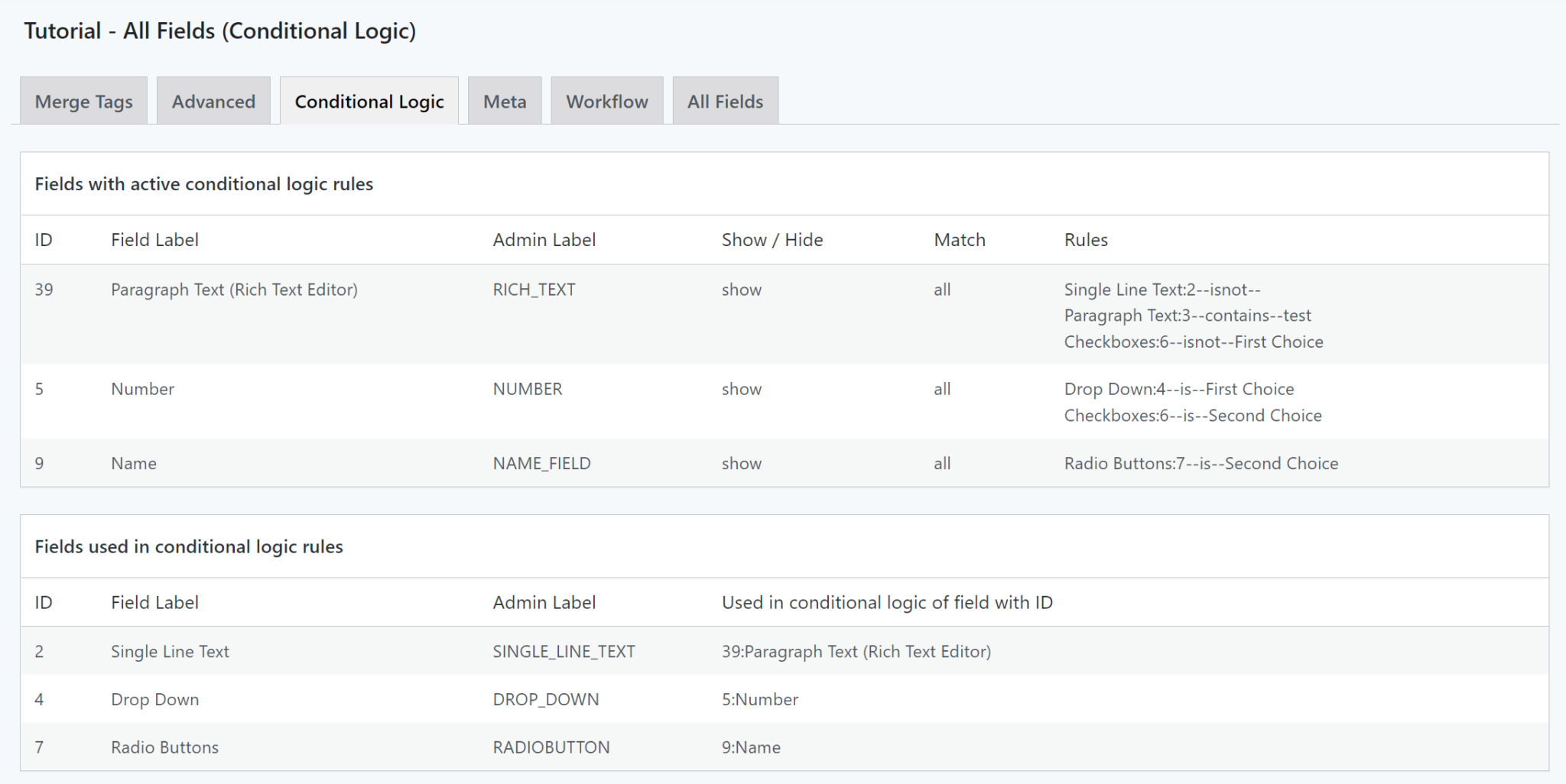 Conditional Logic Tab - Merge Tags - Documentation - GravityWP Conditional Logic Tab - Merge Tags - Documentation - GravityWP