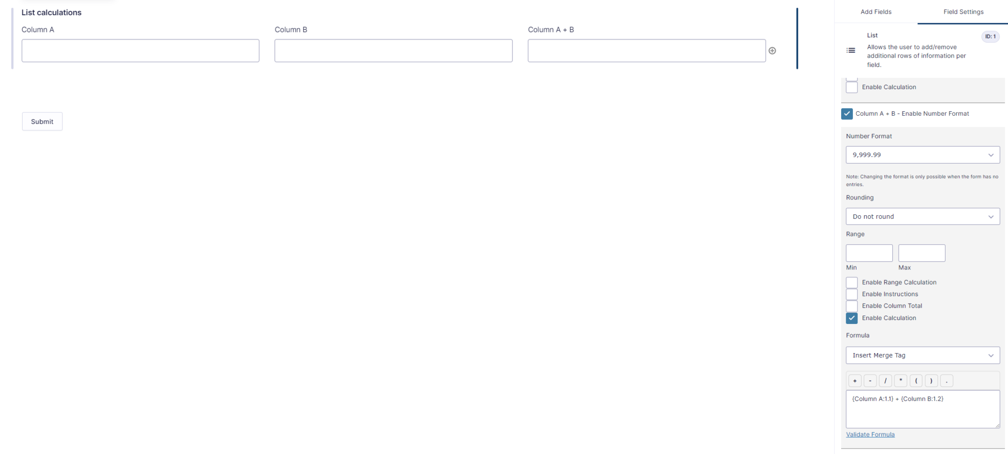 List Field Calculation examples - GravityWP